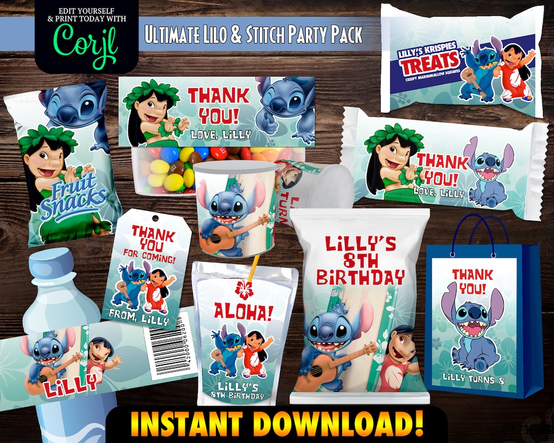 Lilo Stitch Party Templates, Lilo & Stitch Birthday Decor, Party Favors ...