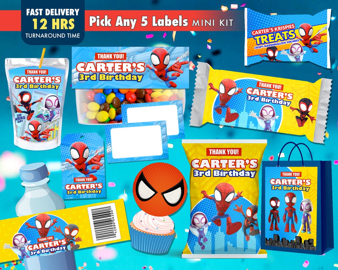 Spidey Birthday Party Labels: Mini Kit (digital Download) - Etsy