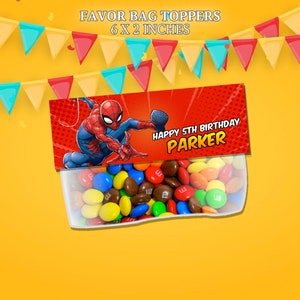 Spiderman Birthday Party Labels: Chip Bag, Treat, Capri Sun (digital ...