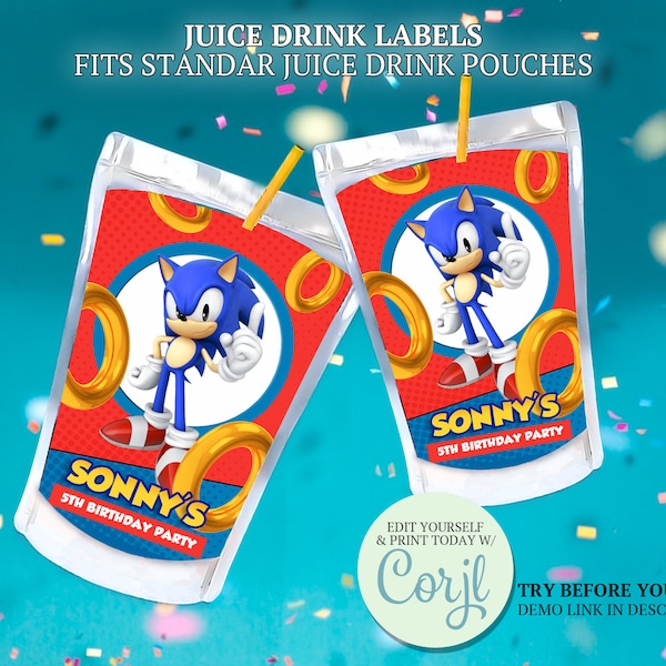 Sonic the Hedgehog Drink Labels - Etsy