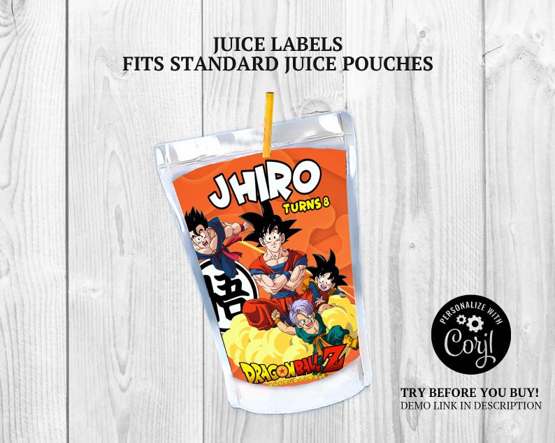 Dragon Ball Z Birthday Party Printables: Goku Chip Bags, Labels and ...
