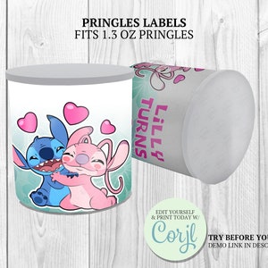 Stitch & Angel Party Decorations: Editable Label Templates (instant ...