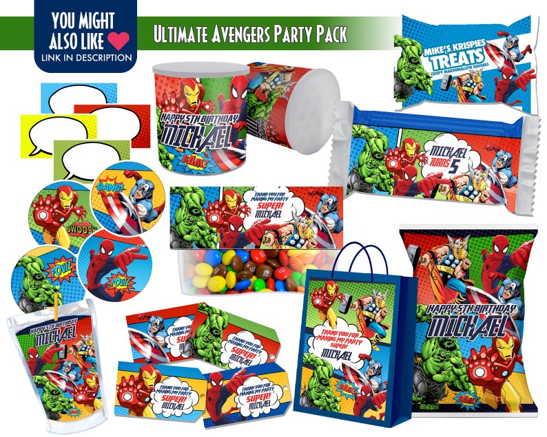 Avengers Birthday Party Juice Label: Editable Favor Sticker (digital ...