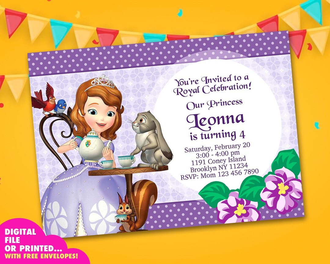 Sofia the First Birthday Invitation: Princess Royal Tea Party (digital ...