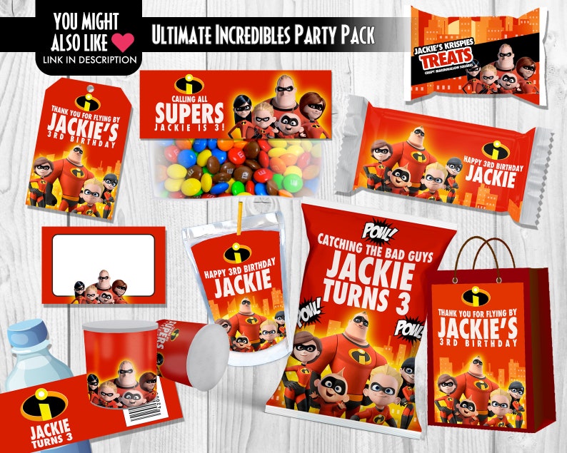 The Incredibles Chip Bag Labels: Personalized Superhero Birthday Favors ...