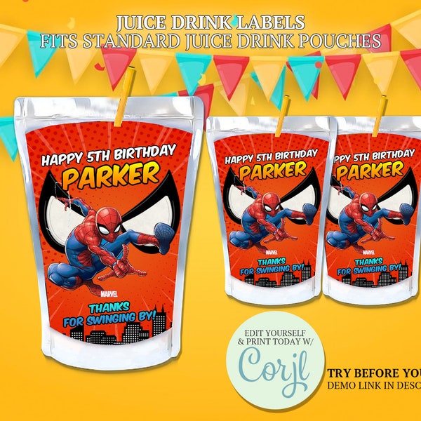Spiderman Birthday Sticker Labels - Etsy