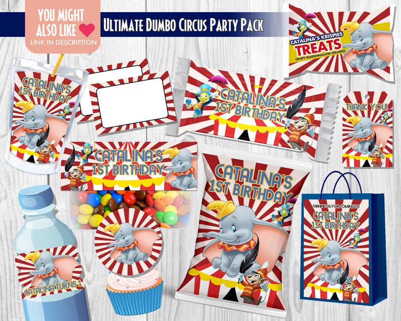 Dumbo Circus Chocolate Bar Wrapper: Custom Birthday Party Labels ...