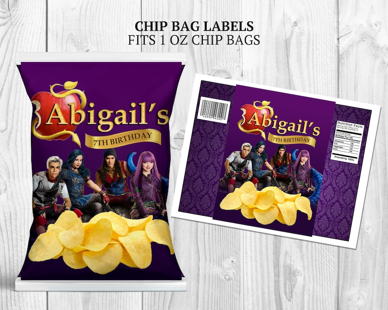 Descendants Birthday Party Favors and Labels - Party Printables ...