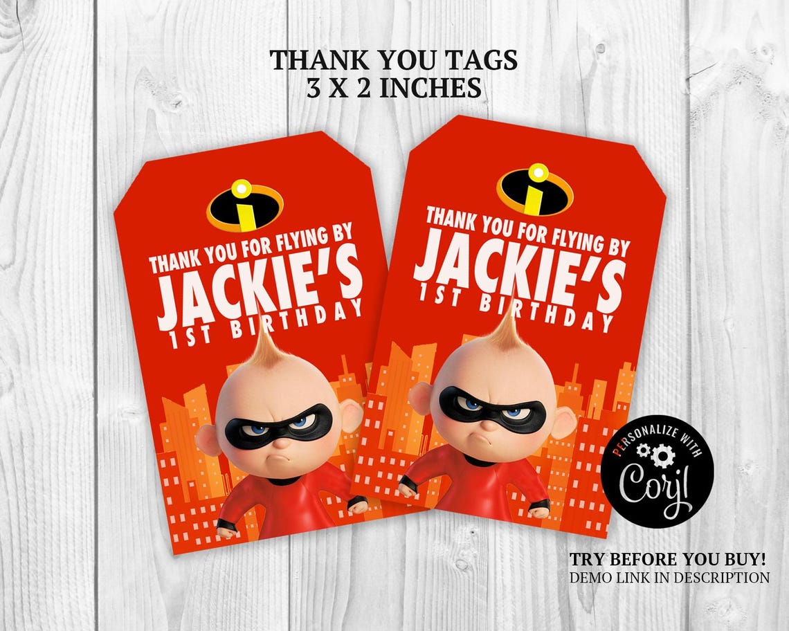 Incredibles Birthday Party Printables: Baby Jack-jack Labels (instant ...