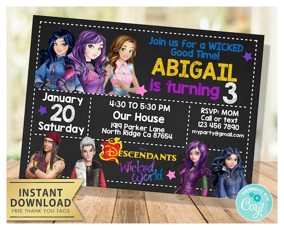 Veiwing Descendants Printable Invitations 2