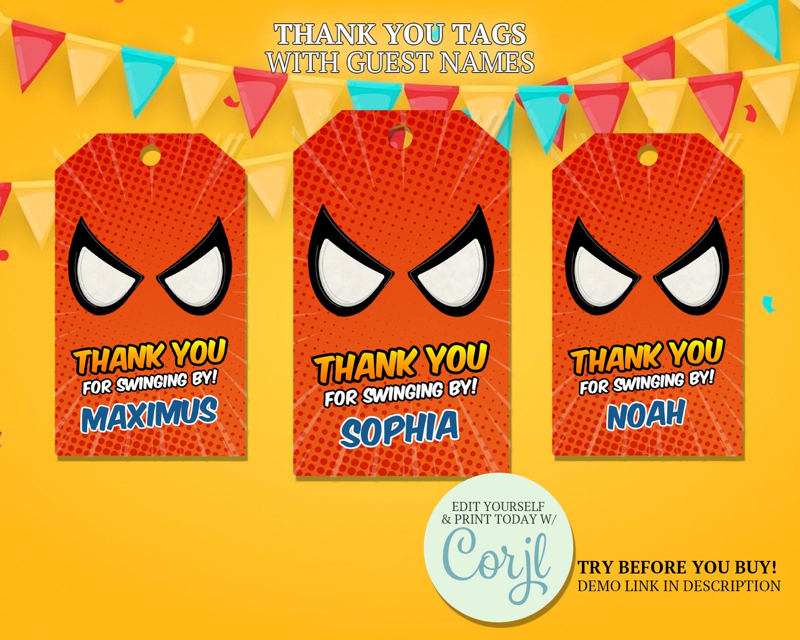 Spiderman Thank You Tags Spiderman Printables Spiderman - Etsy