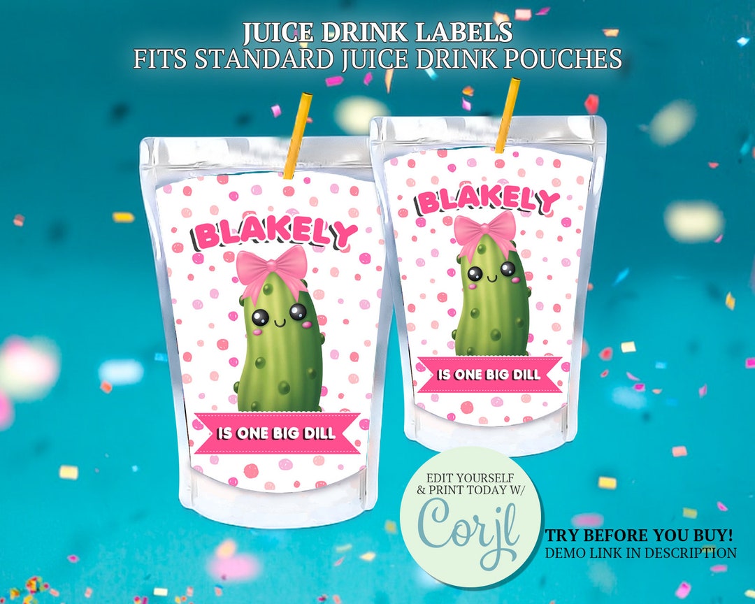 One Big Dill Pickle Caprisuns Labels, Big Dill Juice Drink Sitckers ...