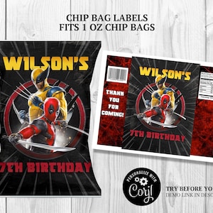 Deadpool Birthday Party Decor: Printable Label Set (instant Download ...