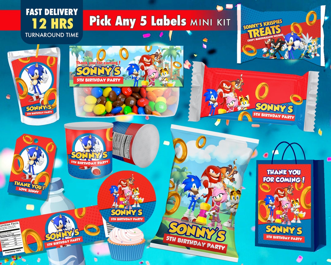 Sonic Chip Bag Label, Sonic Thank You Tags, Sonic Birthday Party ...