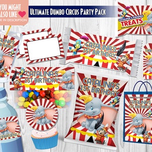 Dumbo Gift Bag Label, Circus Party Favors, Dumbo Loot Bags, Circus ...
