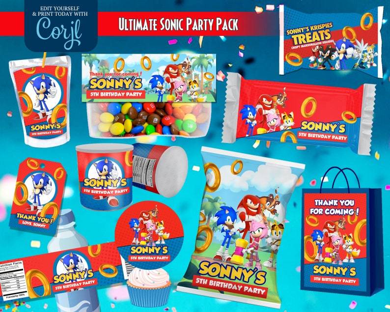 Sonic Chocolate Bar Wrappers Blue Sonic Candy Bar Label - Etsy