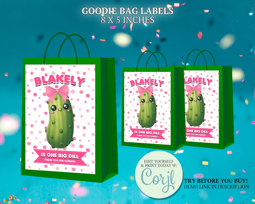 Pickles Birthday Goodie Bag Label: Green Treat Bags (CORJL) - Etsy