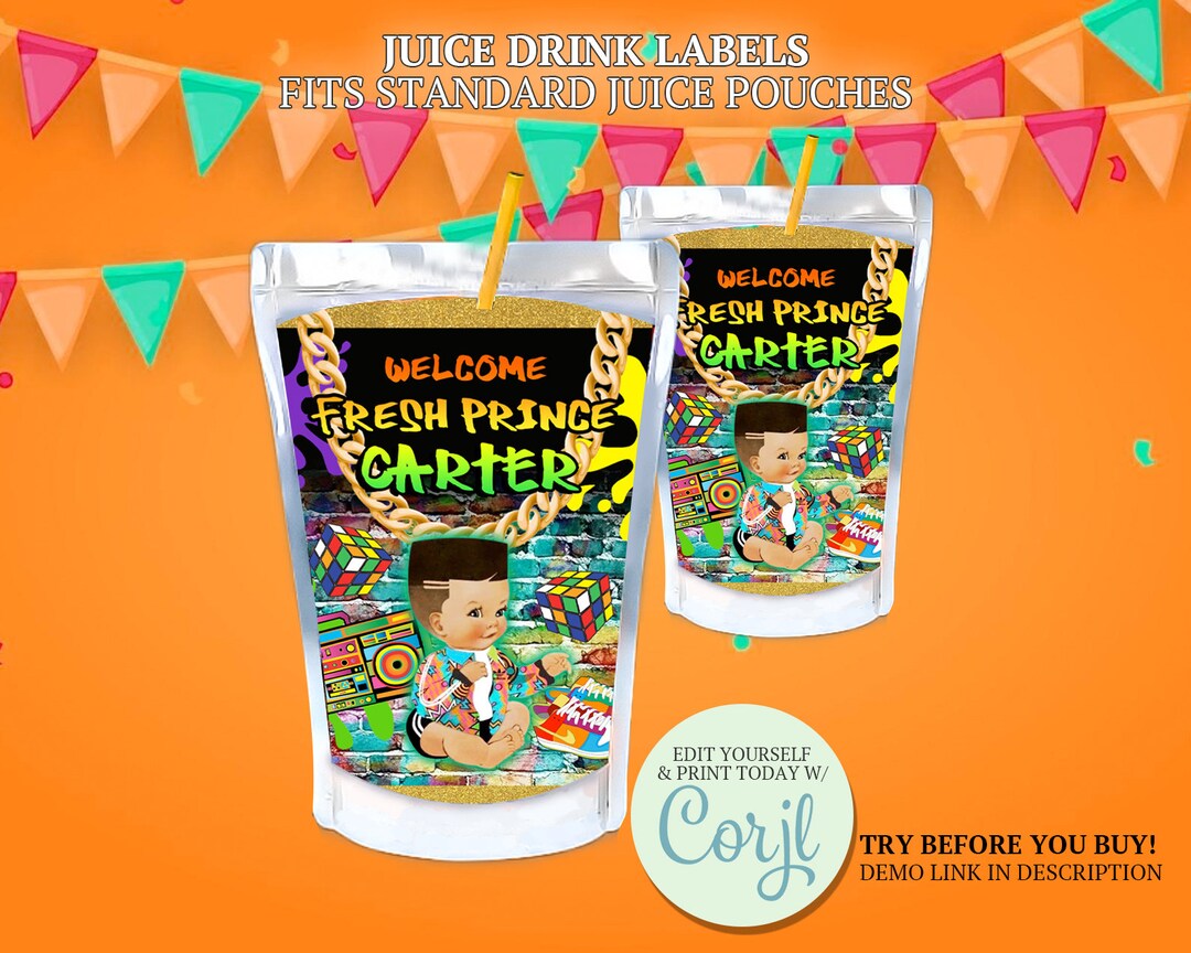 Fresh Prince Caprisuns Labels, Fresh Prince Juice Drink Sitckers ...
