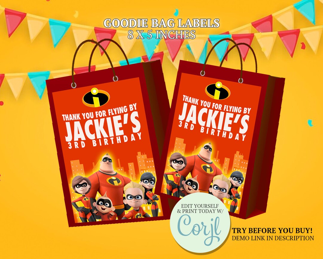 The Incredibles Goodie Bag Labels: Superhero Birthday Party (printable ...