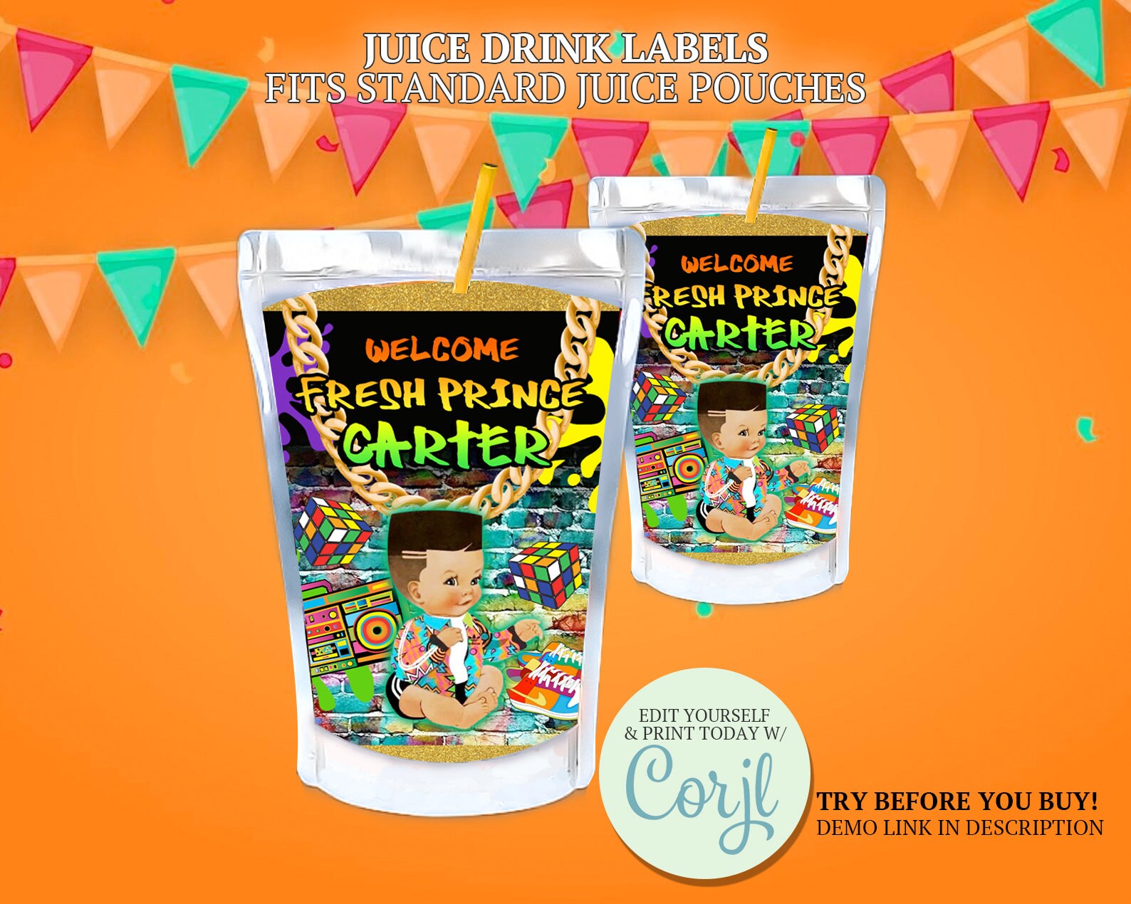 Fresh Prince Baby Shower Printables: Party Favors Bundle (digital ...