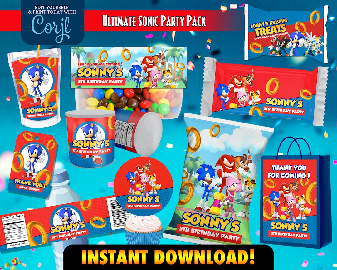 Sonic Birthday Party Printables, Sonic Party Theme, Sonic Party Favor ...