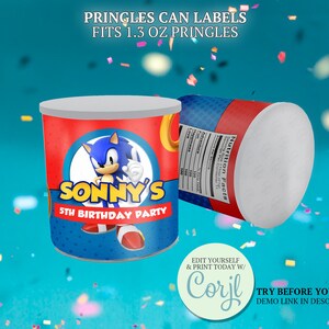 Sonic Birthday Party Printables, Sonic Party Theme, Sonic Party Favor ...
