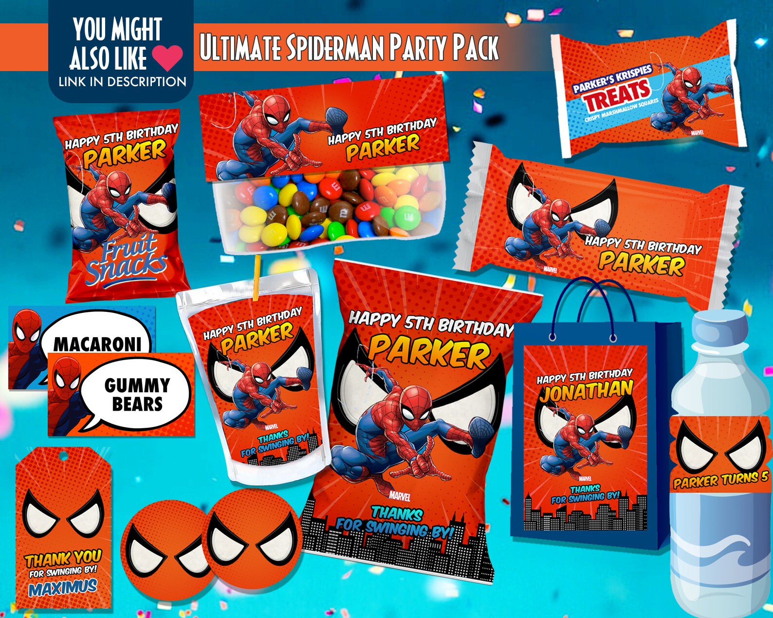 Spiderman Chocolate Bar Wrapper: Printable Party Favor (CORJL) - Etsy