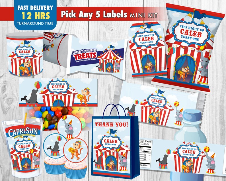 Circus Party Labels: Carnival Birthday Decor, Thank You Tags (digital ...