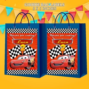 Cars Party Labels Mini Kit: Chip Bag, Treat Bag, Thank You Tags ...