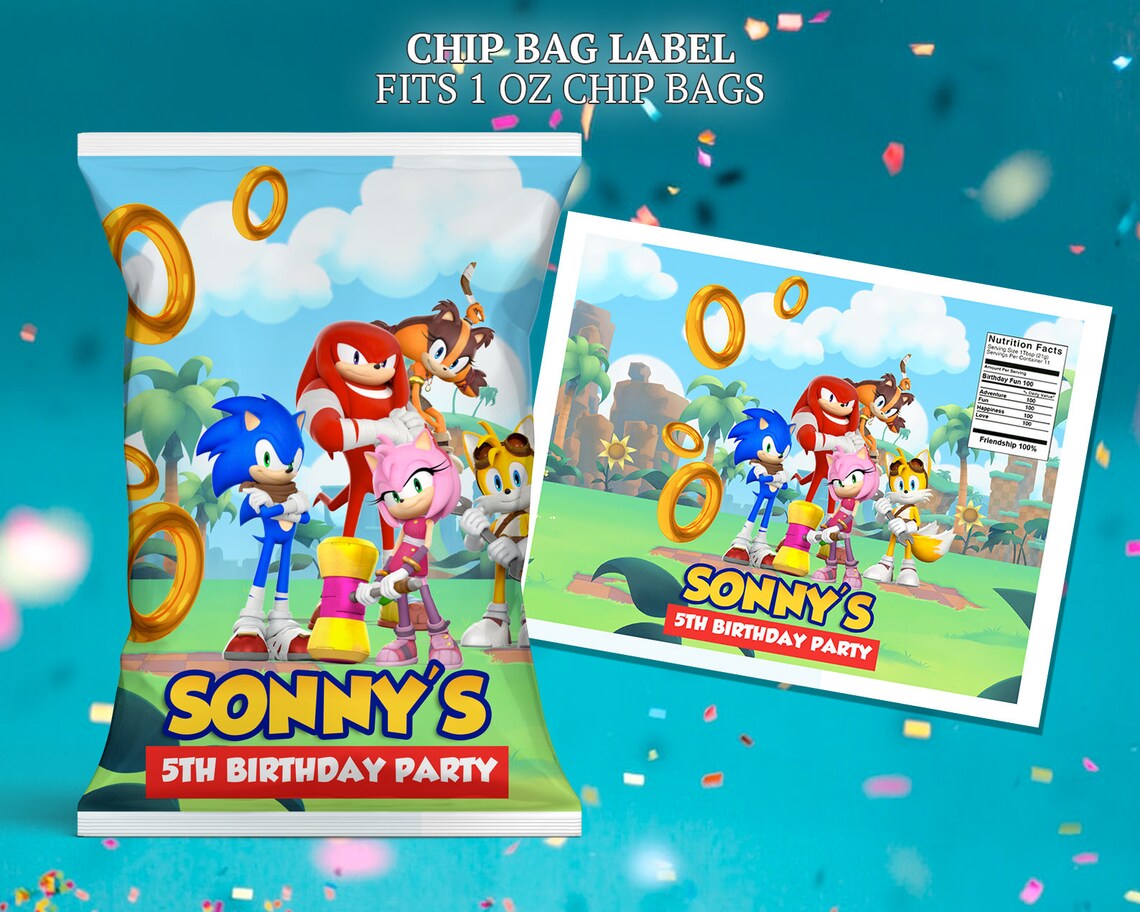 Sonic Chip Bag Label Sonic Thank You Tags Sonic Birthday - Etsy UK