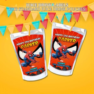 Spiderman Birthday Party Labels: Chip Bag, Treat, Capri Sun (digital ...
