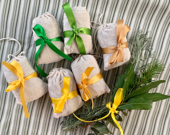 Yellow and White Sachets Made From Vintage Hankies, Lavender Scented ...