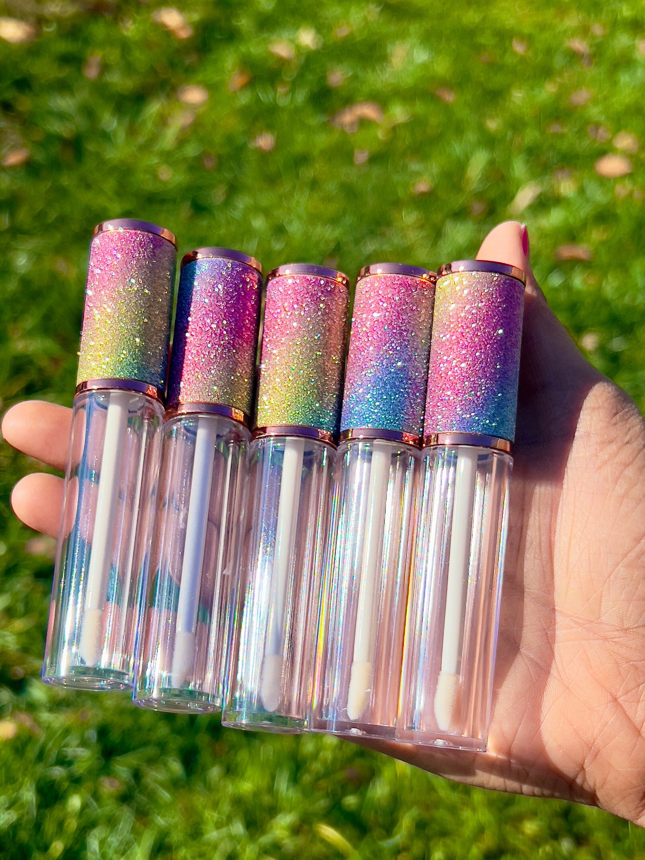 10 Pack Empty Lip Gloss Tube With Applicator Wand Rainbow Glitter Gold Luxury Top Lipgloss Supplies Wholesale Etsy