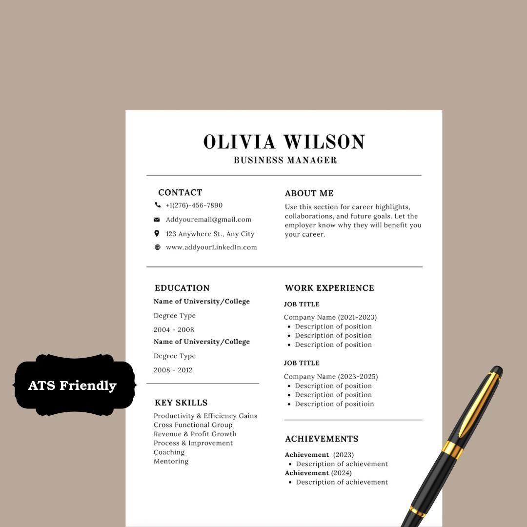 Bold Modern Resume Template for Canva (instant Download) - Etsy Australia