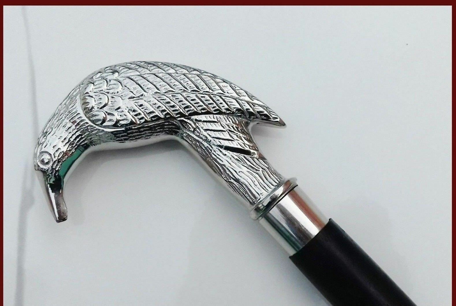 Handle Harvey Canes Crow Brass Head Black Cane Wooden Walking - Etsy