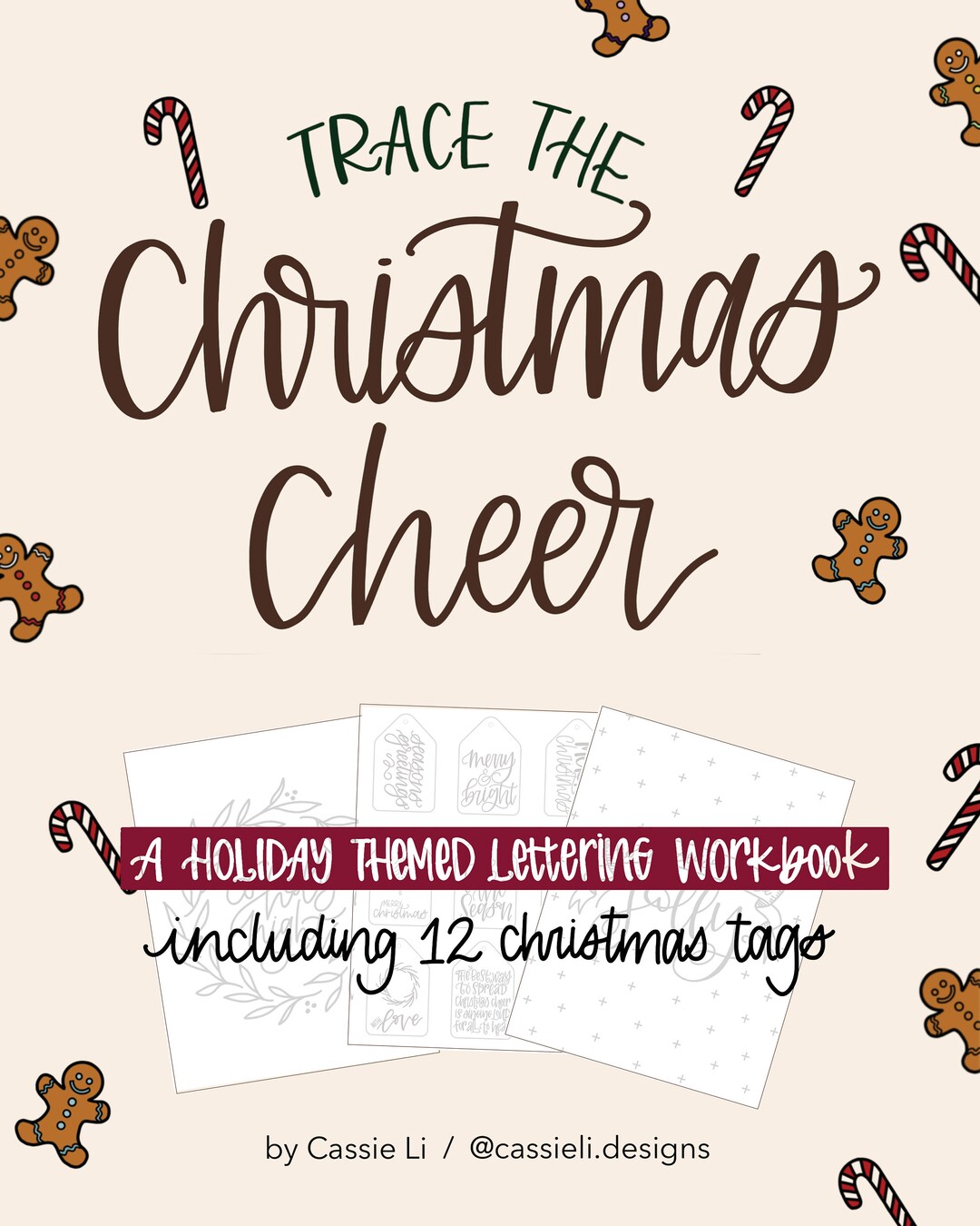 Trace the Christmas Cheer Lettering Workbook - Etsy