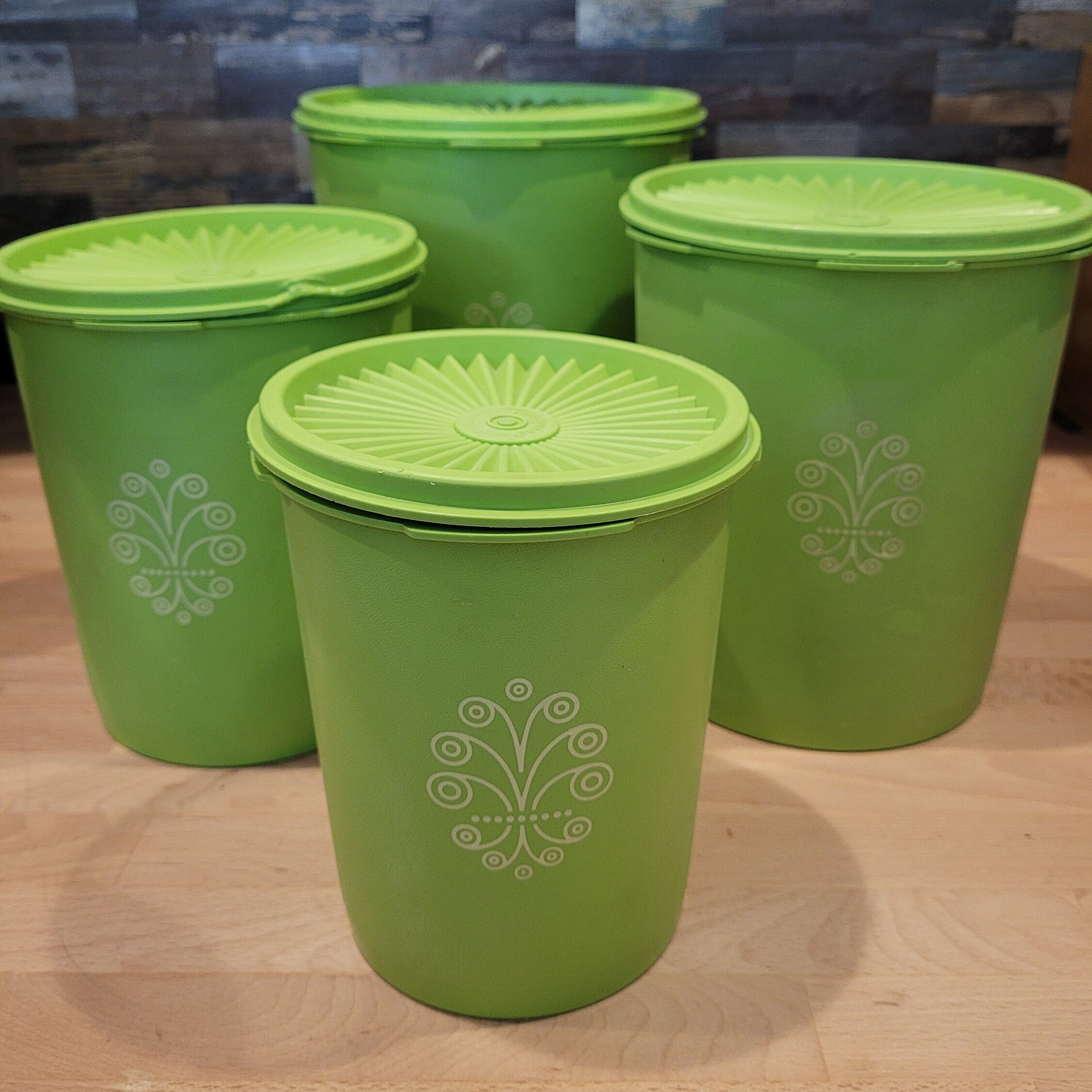Tupperware Green Canister Set Vintage Four Piece With Lids - Etsy