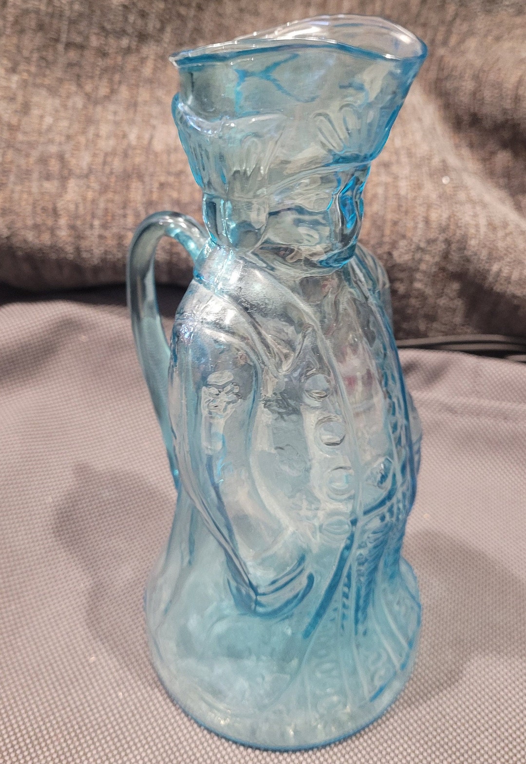 Kanawha Glass Vintage Blue Toby 7 1/2" Pitcher - Etsy