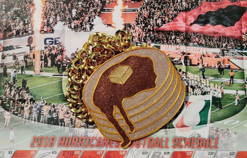 Pancake Turnover Chain Miami Hurricanes Touchdown Necklace | Etsy