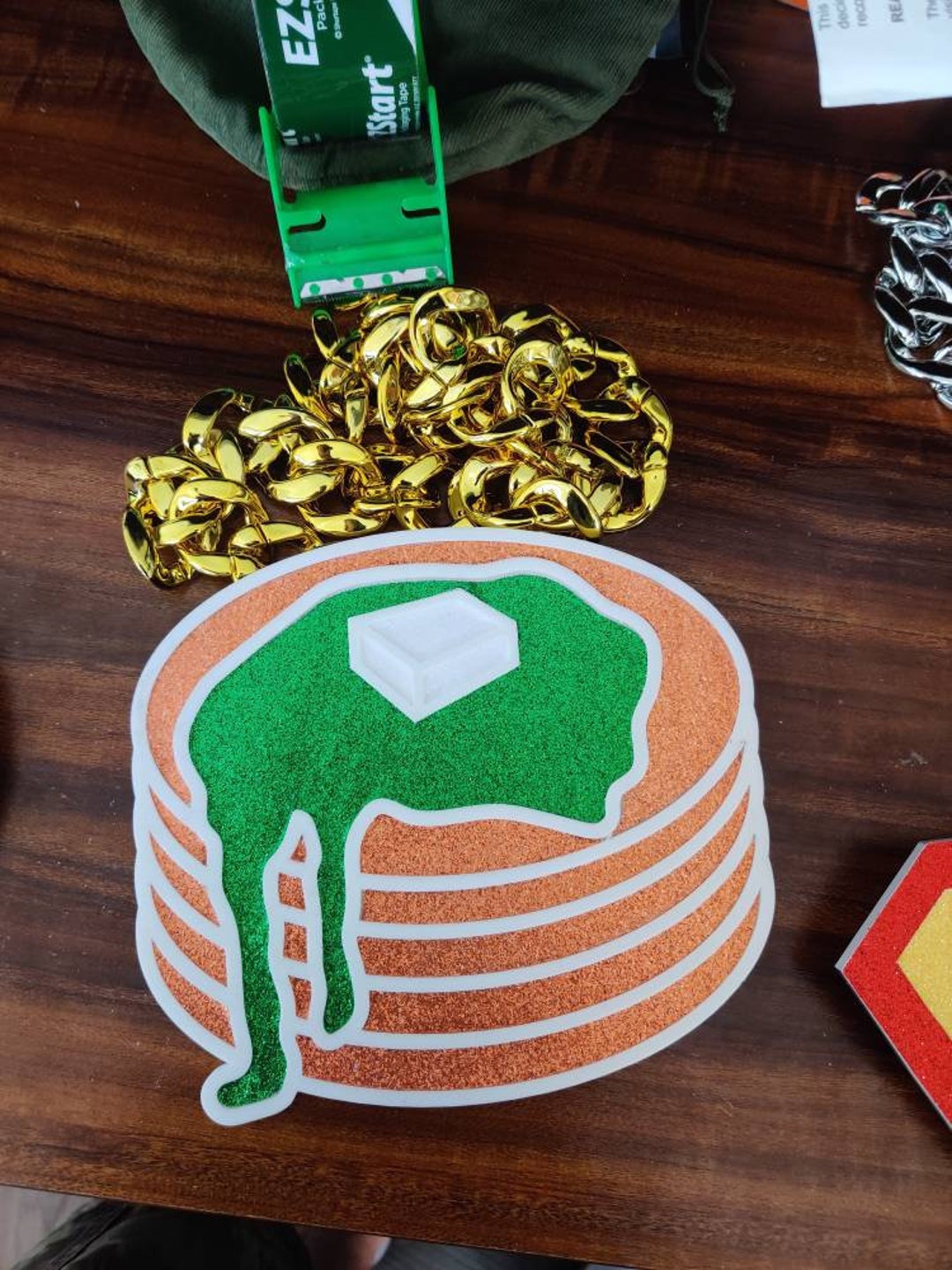 Custom Pancake Turnover Chain Team Colors Touchdown Necklace Cuban ...