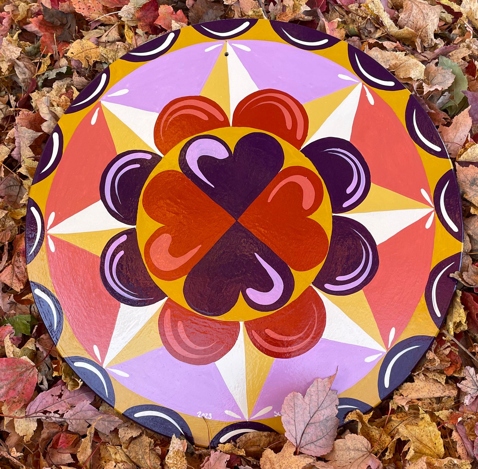 Hearts Hex Sign Barn Star Barn Quilt Folk Art Hand - Etsy