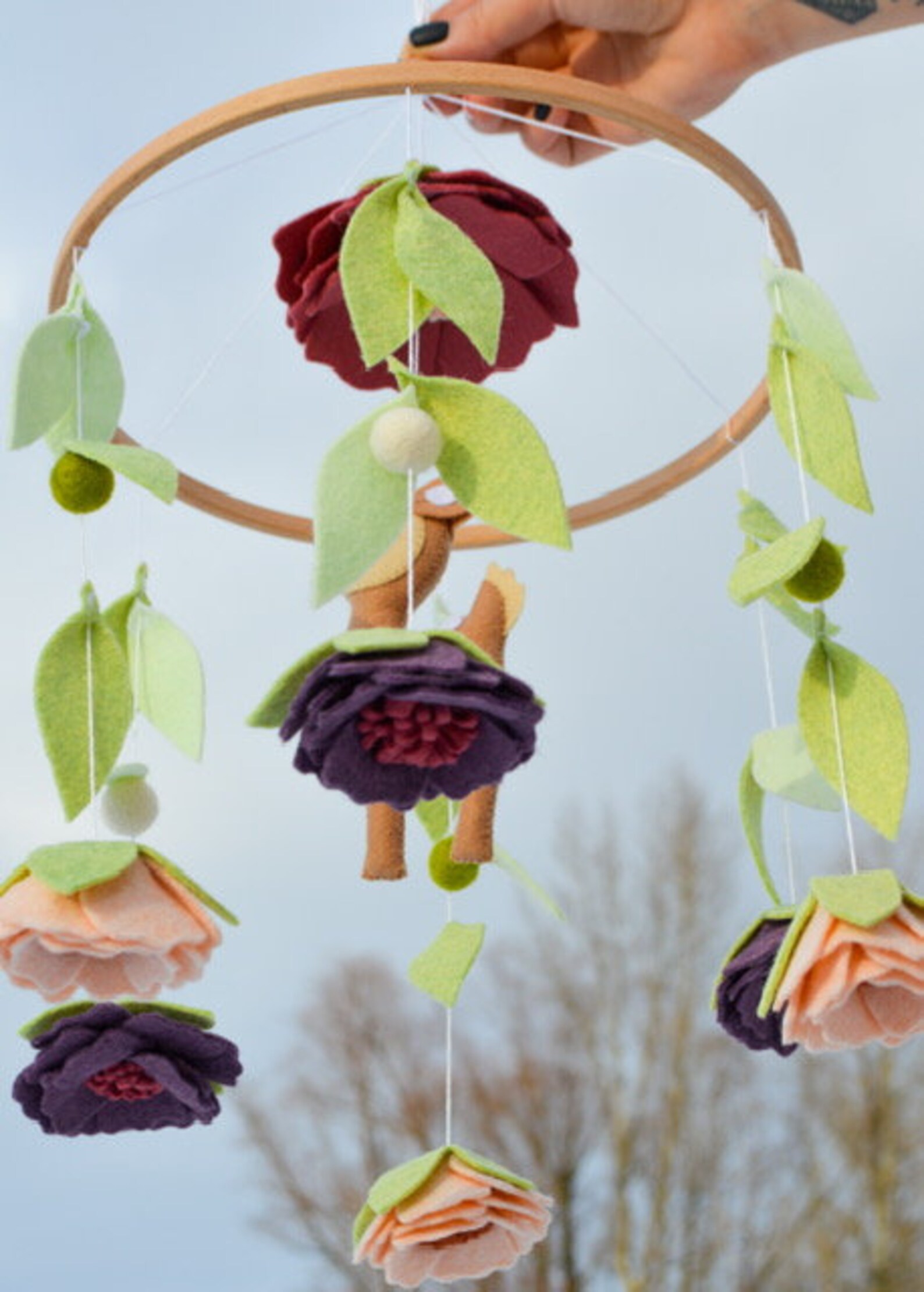 Floral Mobile Baby Mobile Girl Flowers Deer Mobile Flowers - Etsy