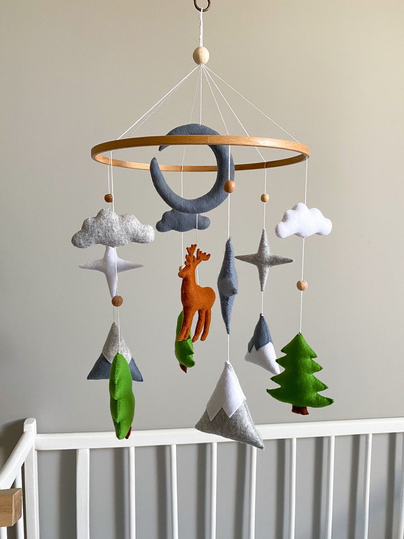 Moose Mobile Baby Nature Crib Mobile Forest Mobile Woodland - Etsy