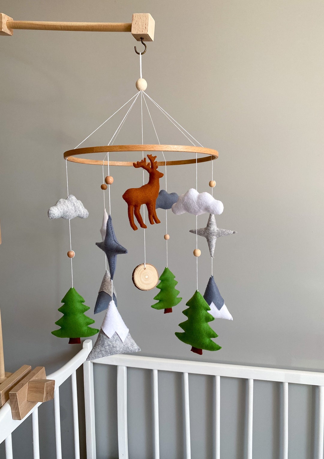 Moose Mobile, Nature Baby Mobile, Woodland Mobile, Elk Mobile, Crib ...