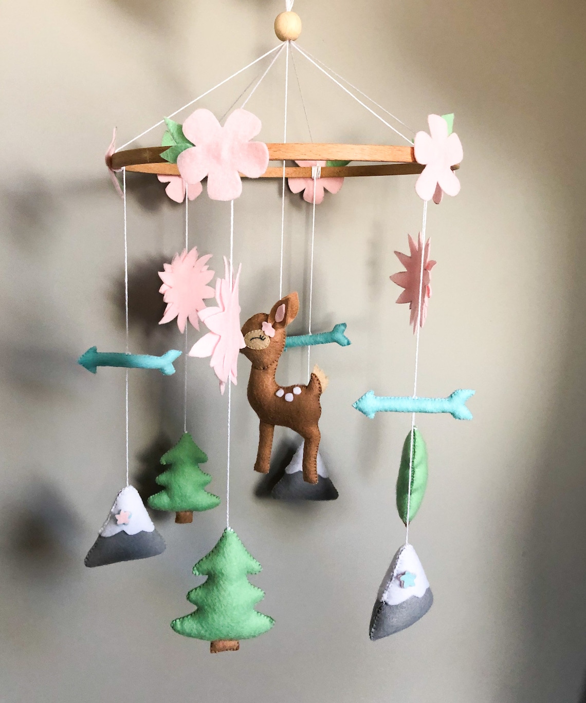 Baby Mobile Forest Mobile Pink Mobile Nature Mobile for Kids - Etsy