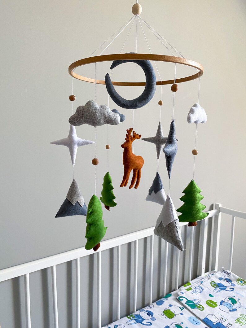 Moose Mobile Baby Nature Crib Mobile Forest Mobile Woodland - Etsy
