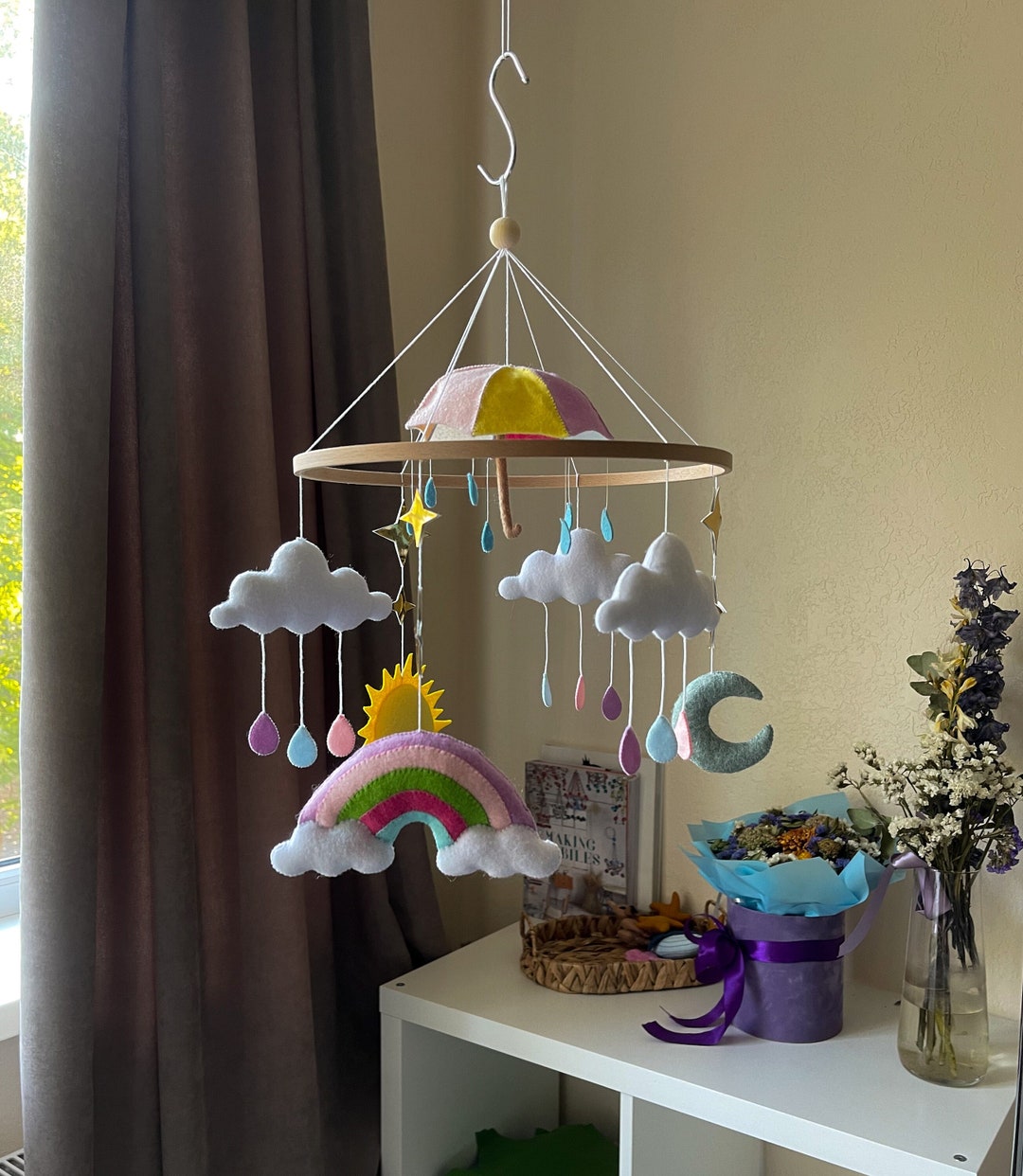 Mobile Baby, Baby Mobile Crib, Cloud Mobile, Rainbow Mobile for Baby ...
