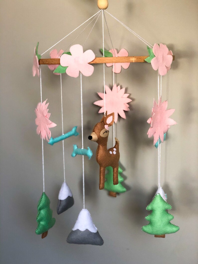 Baby Mobile Forest Mobile Pink Mobile Nature Mobile for Kids | Etsy