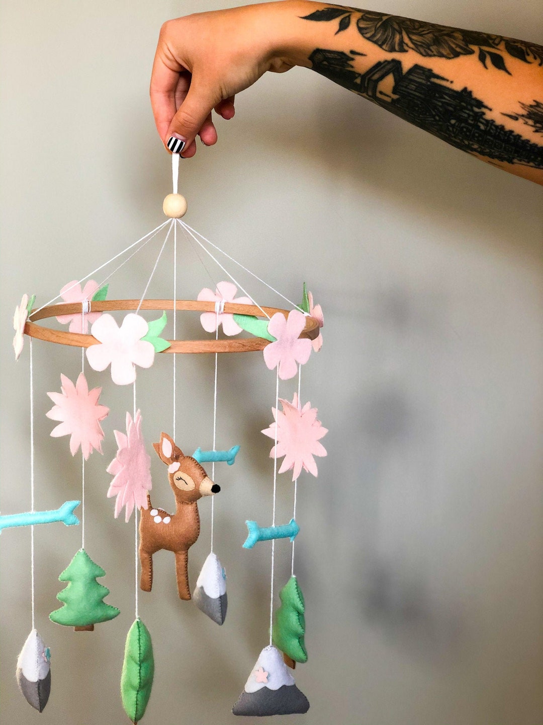 Baby Mobile Forest Mobile Pink Mobile Nature Mobile for Kids Crib ...