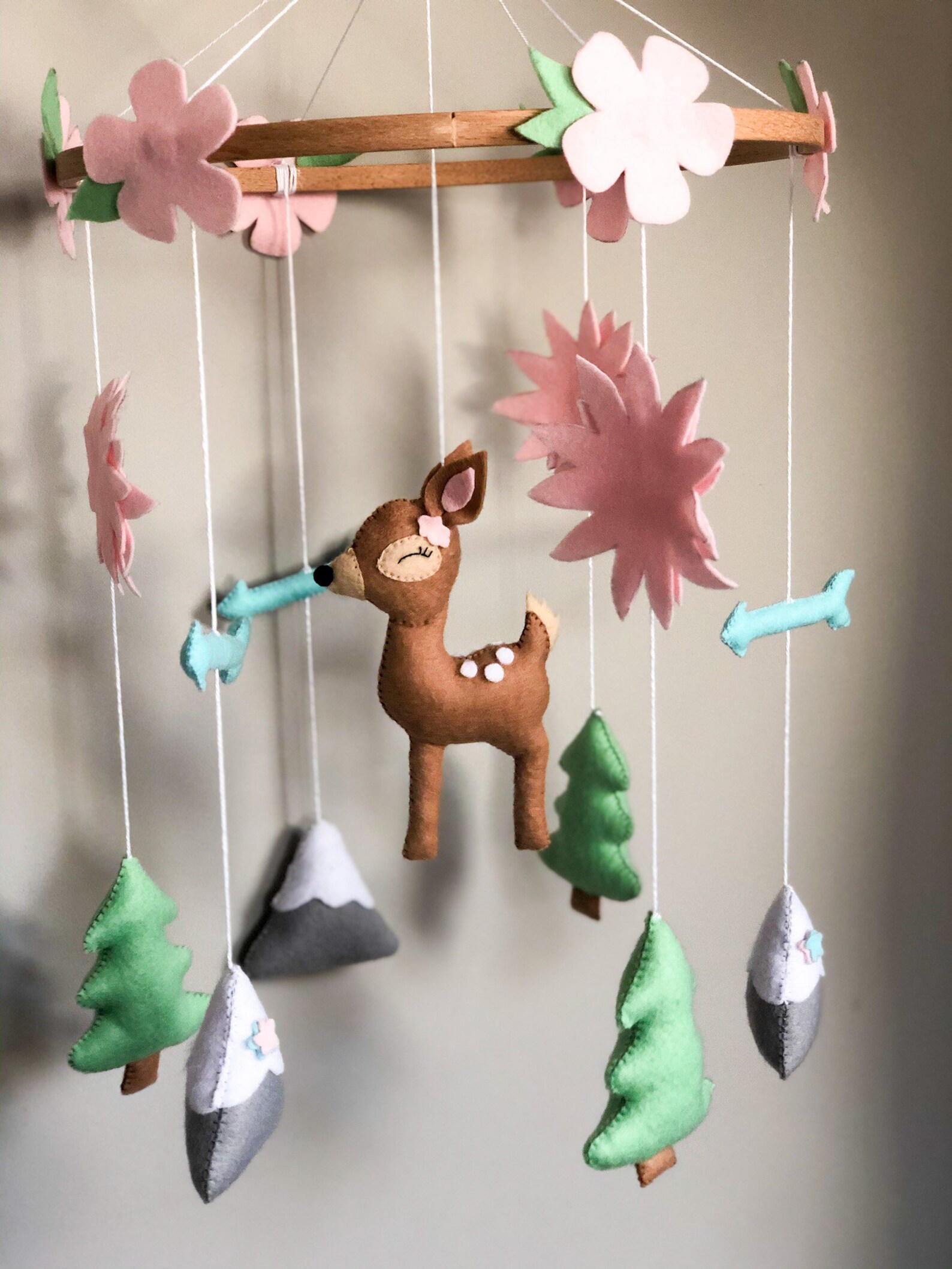 Baby Mobile Forest Mobile Pink Mobile Nature Mobile for Kids | Etsy